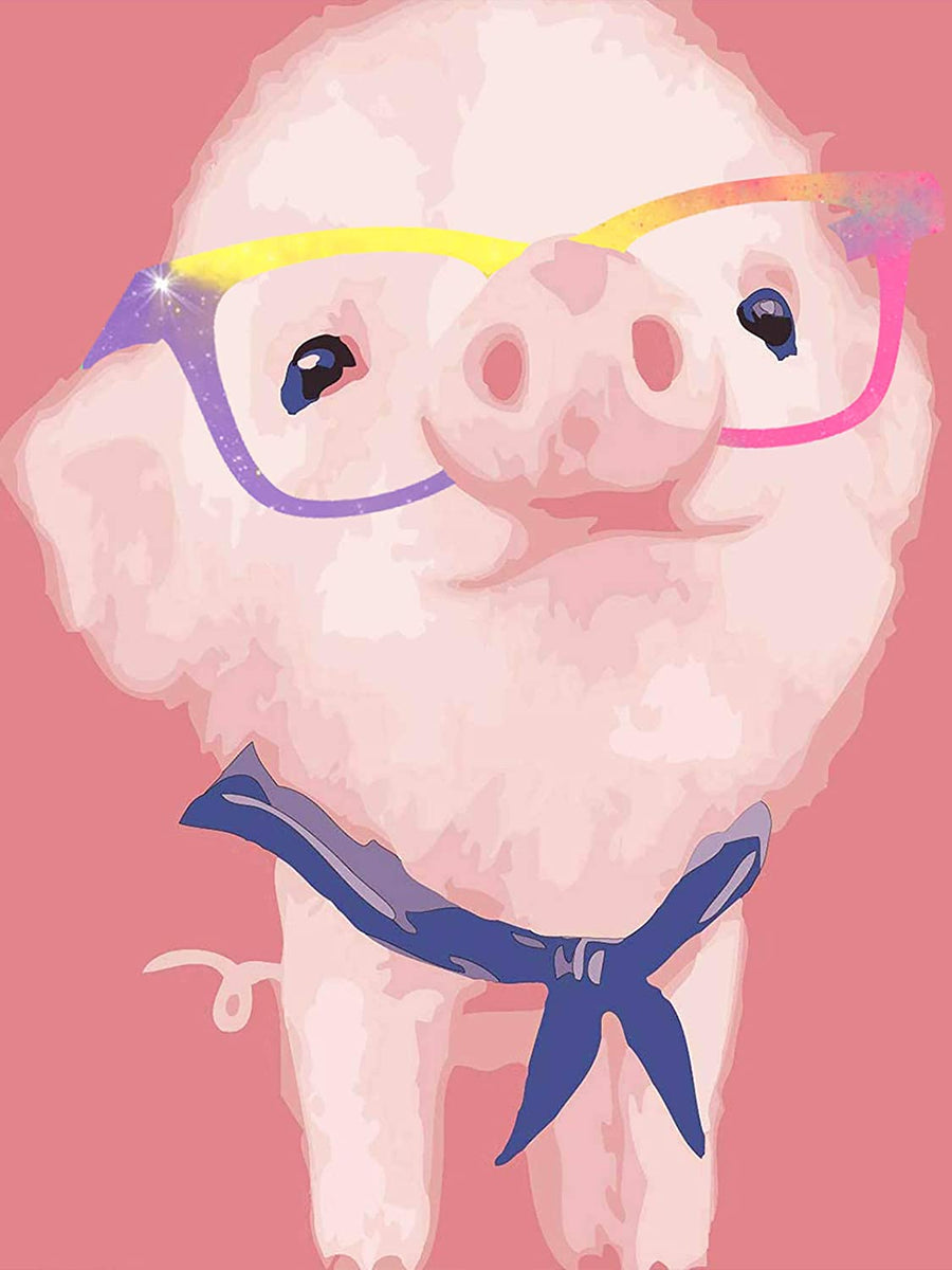 Color Glasses Pig 5D Diamond Painting - 5diamondpainting.com – Five ...